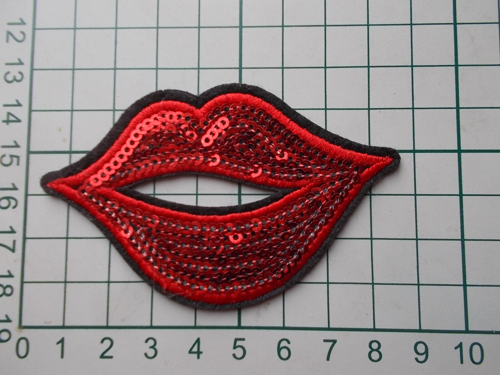 Large Red Sequin Lips Mouth Sew or Iron On assorted colours Cloth Patch ...