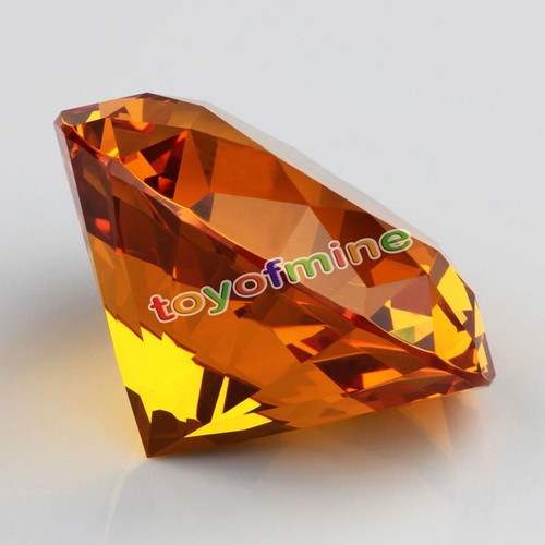 20mm Amber Crystal Diamond Shape Paperweight Gem Display Ornament 2pcs ...