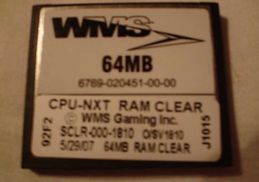 WMS BB1 BB1.5 BB2 RAM CLEAR CARD ALL BOARDS V1810 SOFTWARE WILLIAMS ...