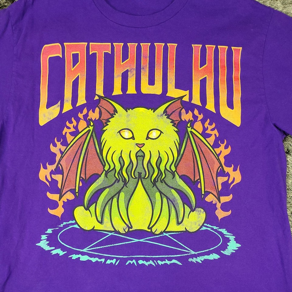Cathulhu T-Shirt Mens Large Purple Cthulhu Cat Kitten Funny Lovecraft ...