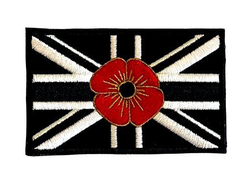 Black Union Jack Remembrance Day Poppy Embroidered Sew Iron on Patch (A) | eBay UK