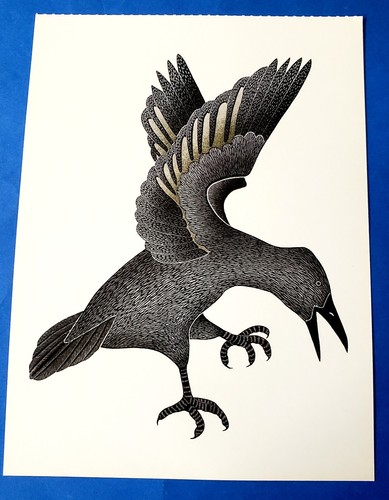 Postcard "Ravens Dance" Inuit Art Birds 6.5"x4.75" Kananginak ...