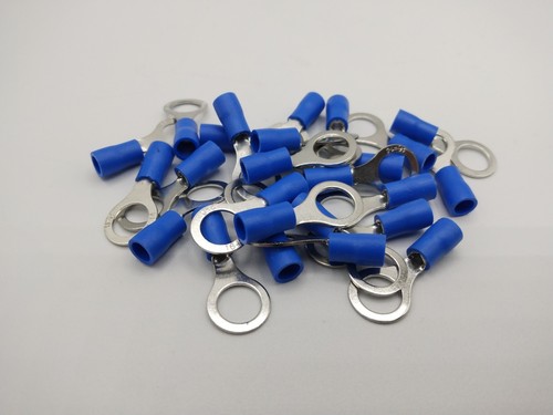 (25Pc) blue Ring 16-14Ga AWG VINYL3/16" electrical wire ring terminal ...