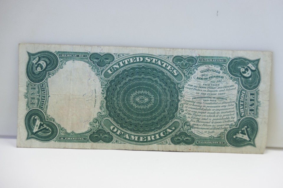 1907 $5 Legal Tender “Woodchopper” Large Size Note – Red Seal – US ...