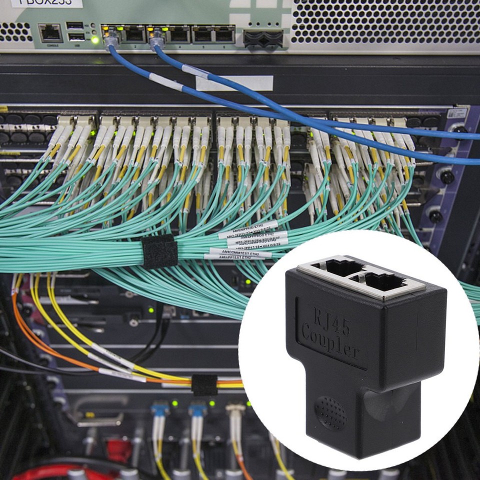 8 pcs Cable Interface Ethernet Socket Connector RJ45 Network Splitter ...