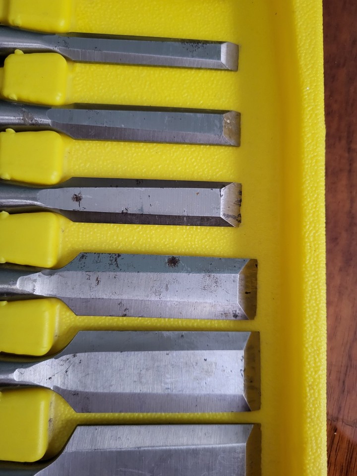 Vintage Stanley 9 Piece Wood Chisel Set #16-602A With Storage Tray Made ...