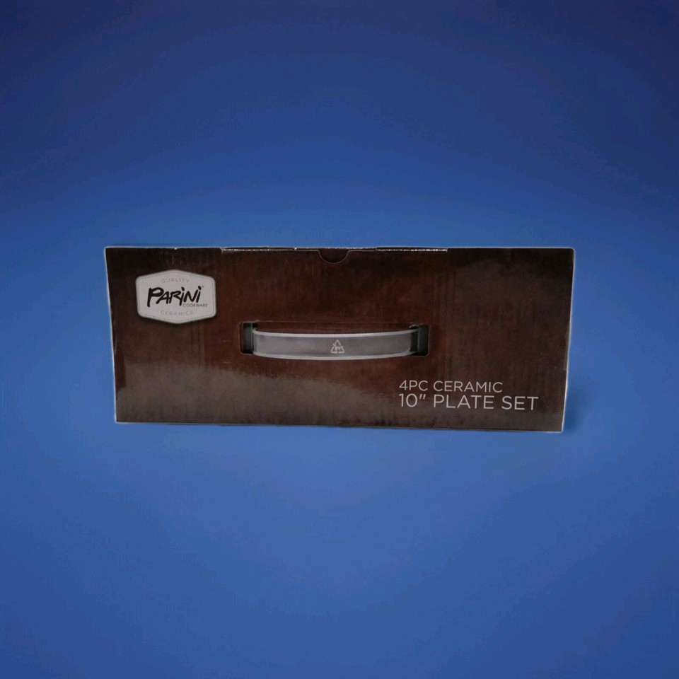 NEW in BOX- Parini 4 Pc. Ceramic 10" Plate Set TASTY YUMMM GOOD EAT | eBay