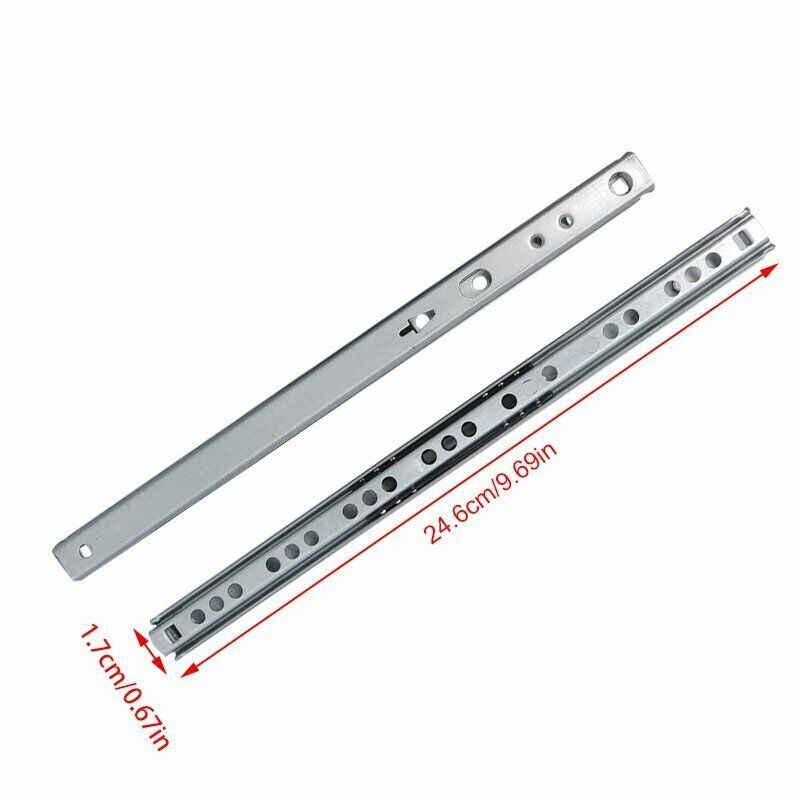 5 Pairs 17mm Metal Ball Bearing Drawer Runners Slides 25cm Draw Depth ...