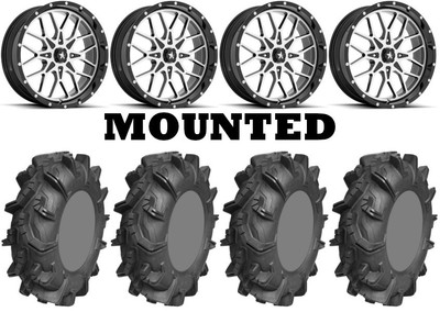 Kit 4 AMS Mud Evil Tires 28x10-14 on MSA M45 Portal Machined Wheels TER ...