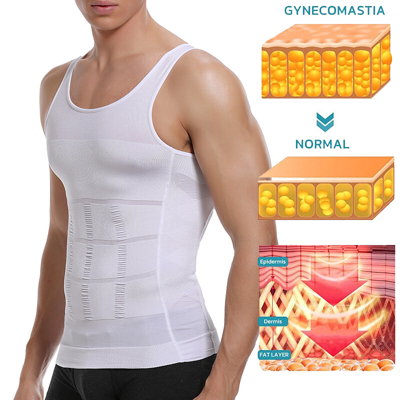 Mens Body Shaper Belly Chest Compression Shirt Slimming Tank Top Abs ...
