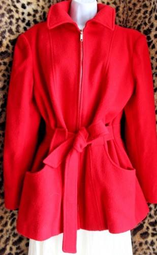 MARIO DE PINTO MDP Red Wool Blend Zip Up Jacket Sz M Tie Front Lined ...