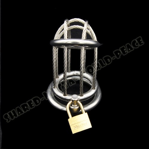 Stainless Steel Metal Chastity Cage Device Restraint Belt Ring Lock ...