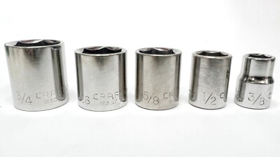 Craftsman USA 3/8” Drive 6 Point 5-pc Partial Socket Set 3/8”-3/4” G-Series | eBay