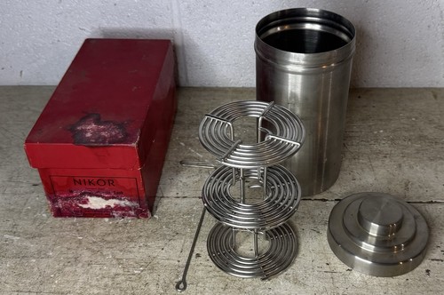 VINTAGE 6.5" NIKOR STAINLESS STEEL DEVELOPING TANK FOR DARKROOM FILM ...