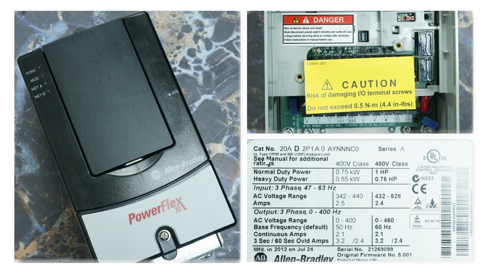 New Allen-Bradley PowerFlex 70 20AD2P1A0AYNNNC0 Ser. A 1HP FRN 5.001 | eBay