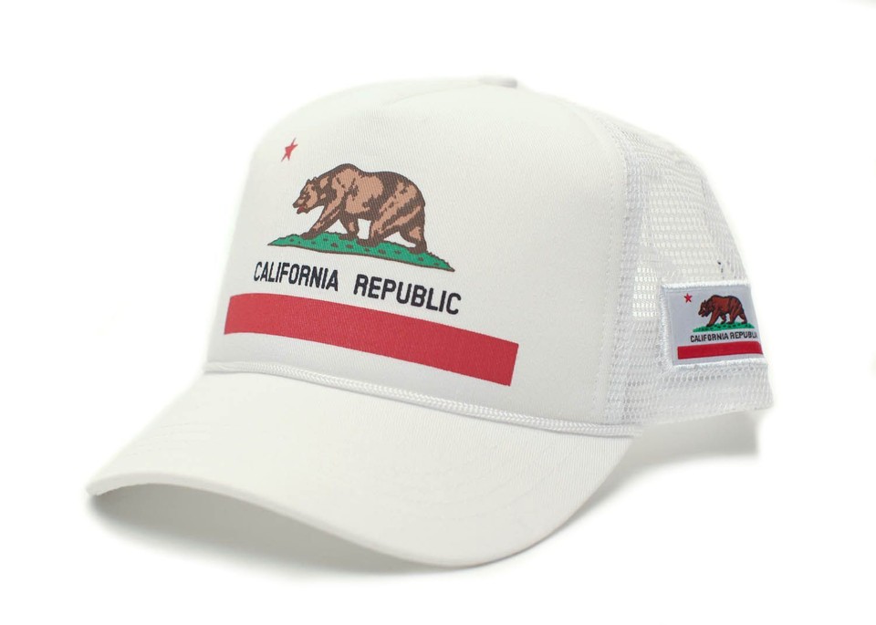 New Custom California Flag Curved Bill Cali Adult One Size Trucker Hat ...
