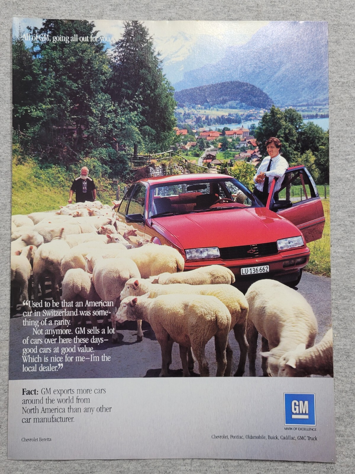 1990 Magazine Advertisement Page GM Cars Chevy Chevrolet Red Beretta ...