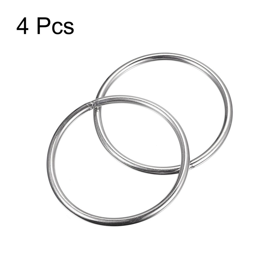 304 Stainless Steel O Rings, 4pcs 80mm Outer Dia. 5mm Thick Welded O ...