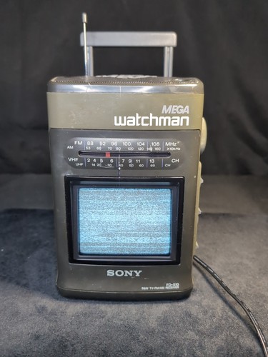 Sony MEGA Watchman FD-510 B&W TV-FM/AM Radio With Power Cord Olive ...