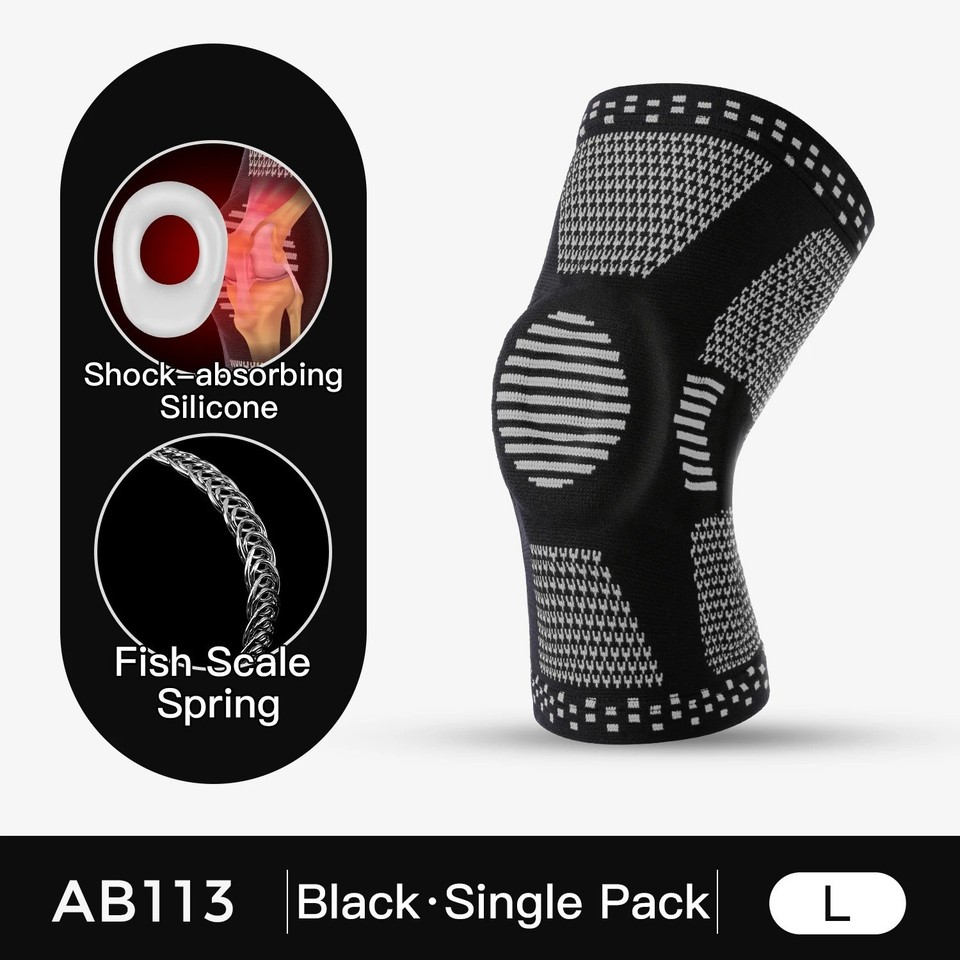 Silicone knee Sleeve Compression Brace Support Gym joint pain Arthritis ...