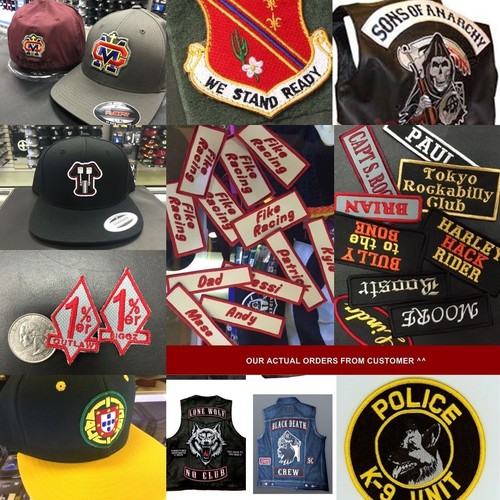 3PC - Custom Embroidered Top Bottom Rocker Name Tag Sew on Patch | eBay