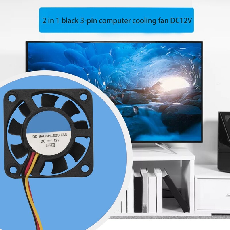 2 Pcs 3 Pin 40mm Square PC Computer Cooling Fan DC 12V Black J8Q46975 ...