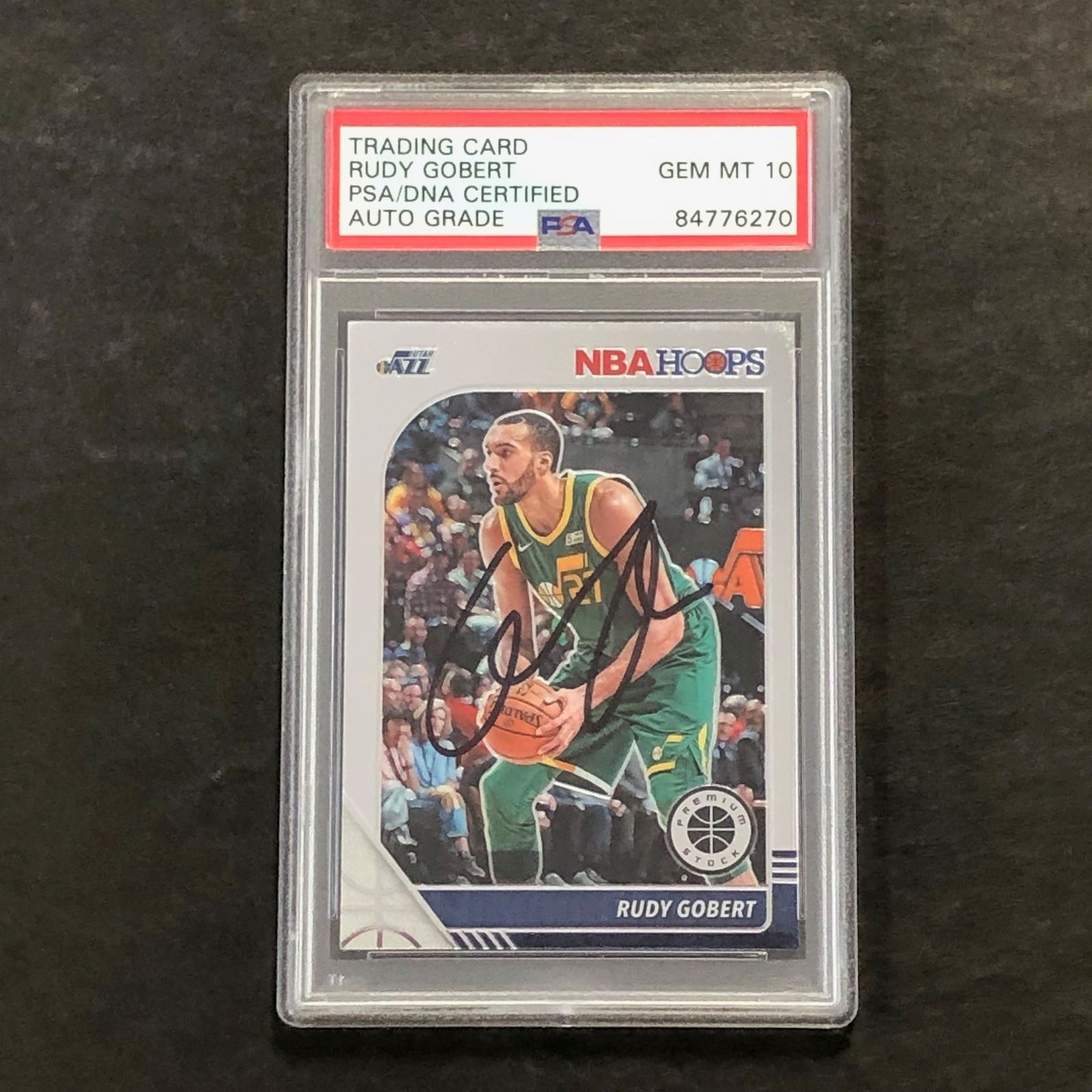 2019-20 NBA Hoops #187 Rudy Gobert Signed Card AUTO 10 PSA Slabbed Jazz ...