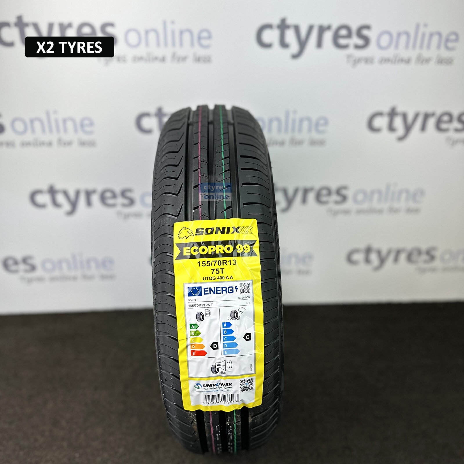 2X New 155 70 13 SONIX ECOPRO 99 75T 155/70R13 155 70 13 *C WET GRIP ...