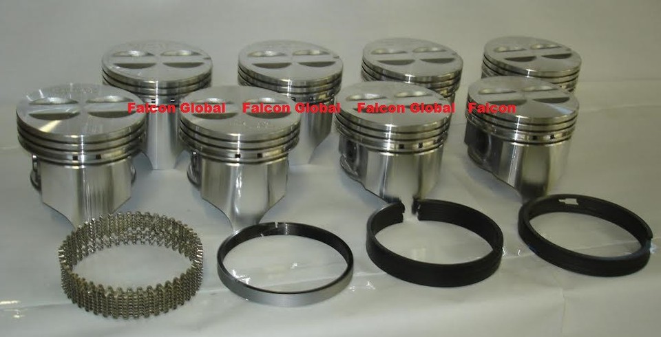 SEALED POWER Cast Flat Top Pistons Set/8+MOLY Rings for Chevy SB 327 ...