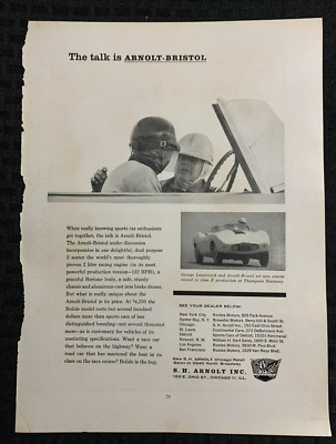 1957 S.H. ARNOLT INC. 9x12" Print Ad VG+ 4.5 The Talk is Arnolt-Bristol ...