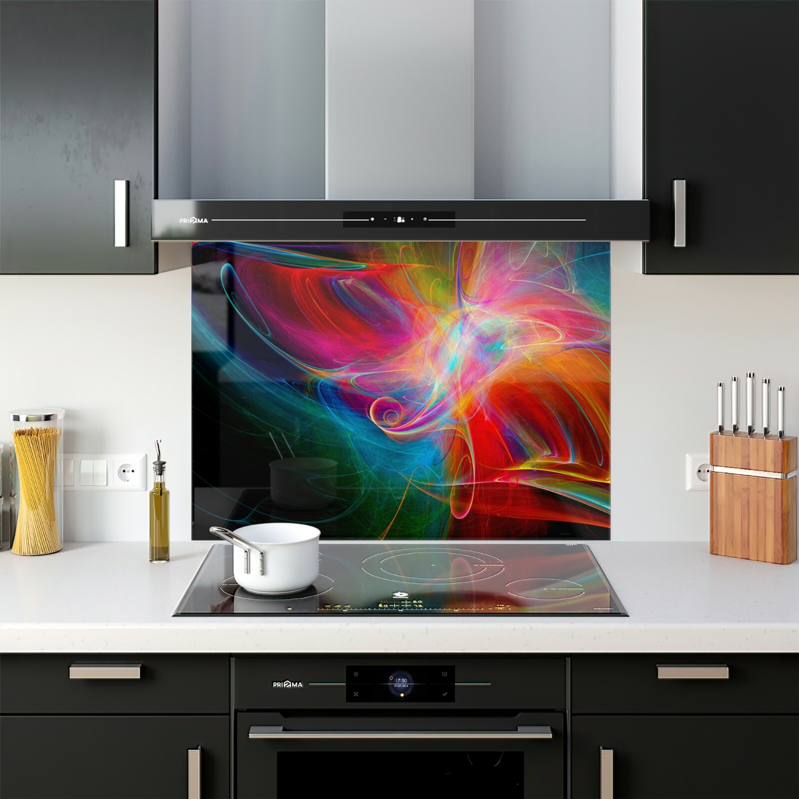 Glass Splashback Kitchen Tile Cooker Panel ANY SIZE Colour Graphic ...