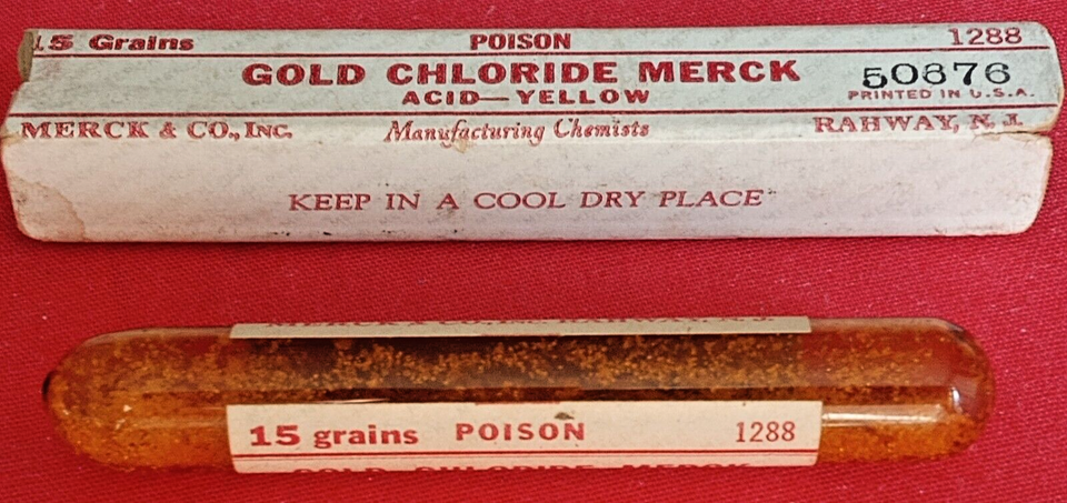Merck Gold Chloride 15 Grains (0.97 grams) Sealed Glass Ampule ...