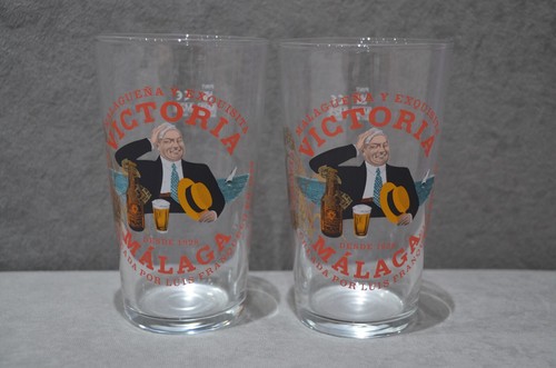 2x Victoria Malaga One Pint 20oz Beer Glass Spain Lager Colour Logo New ...