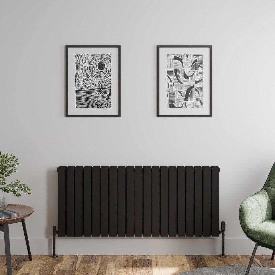 Black Designer Radiator Vertical Horizontal Flat Panel Oval Single ...