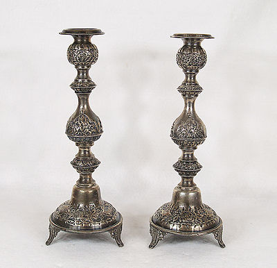 Antique Russian 84 Silver Sabbath Candlesticks | eBay
