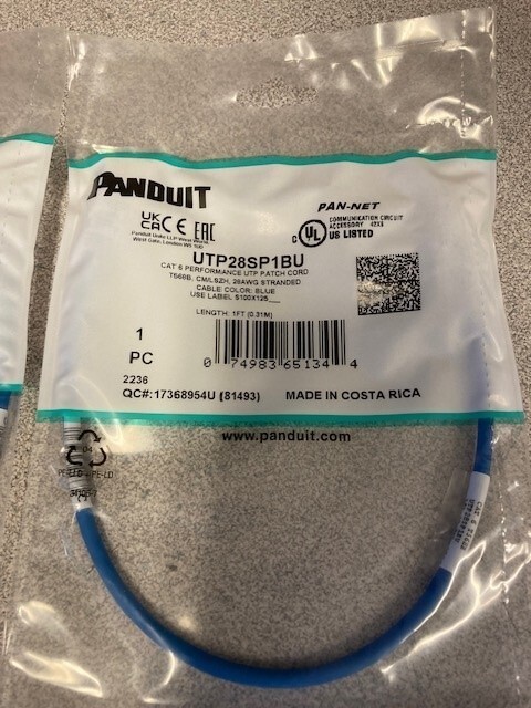 Panduit (UTP28SP1BU) Cat6 Blue Patch Cable (Lot of 2) | eBay