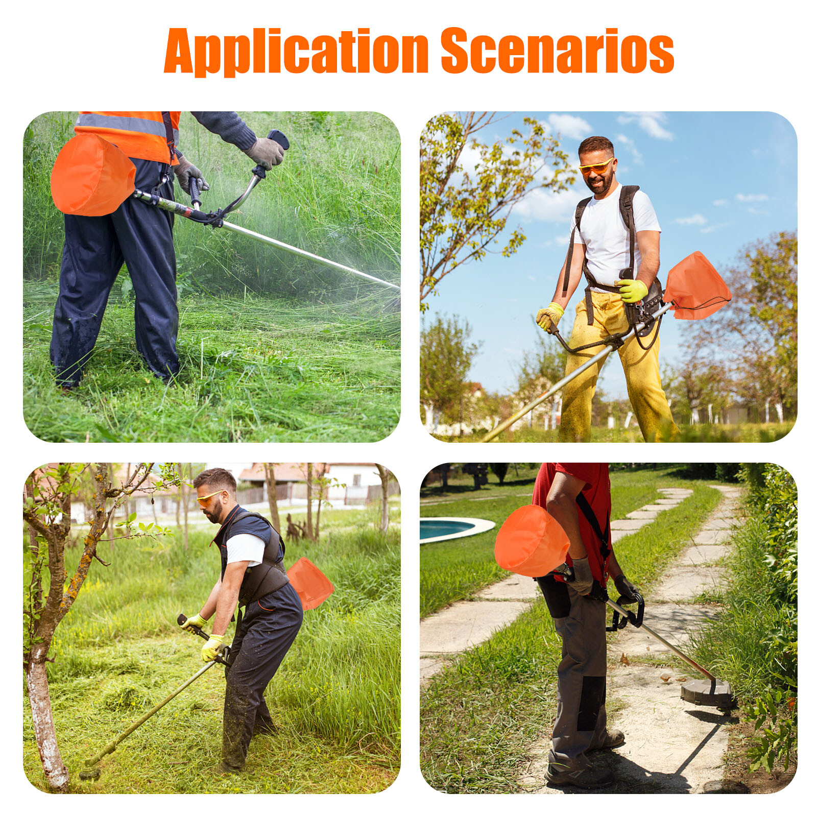 4Pcs Orange Trimmer Guard Waterproof Dustproof Cover Wrap For Weedeater ...