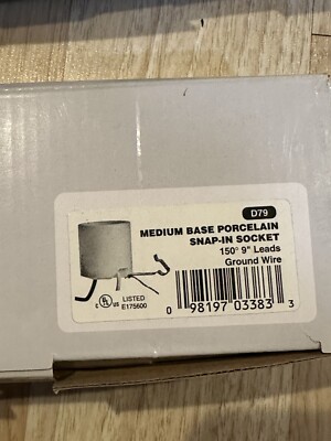 10 Pack New Medium Base Porcelain Snap-In Socket With 9 Inch Leads ...