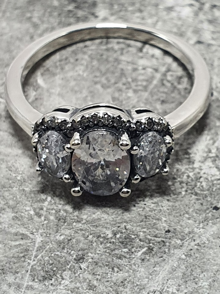 Pandora Three Stone Ring Size 52 Used | eBay UK