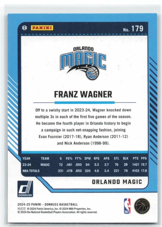 2024-25 Donruss Franz Wagner Green Lazer #179 Orlando Magic | eBay