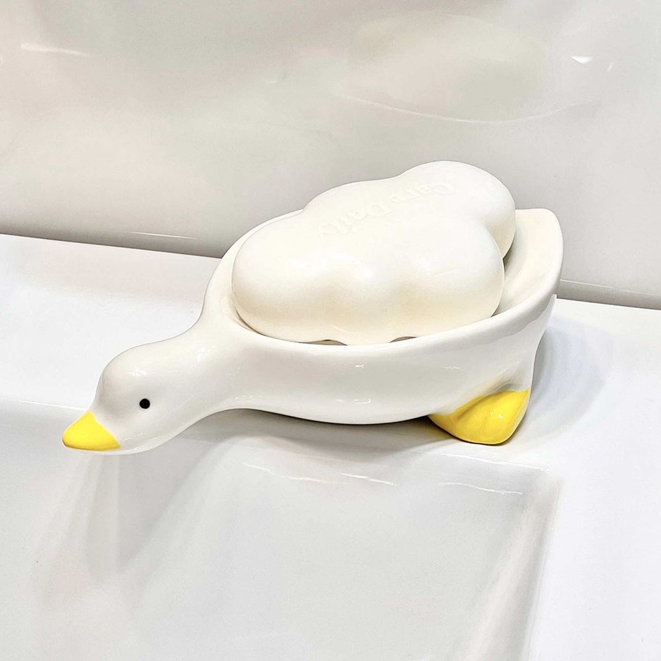Ceramic Soap Dish with , White Cute Animal Soap Dish for Shower ...