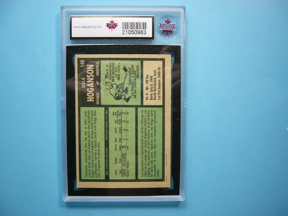 1971/72 O-PEE-CHEE NHL HOCKEY CARD #149 DALE HOGANSON ROOKIE RC KSA 7.5 ...