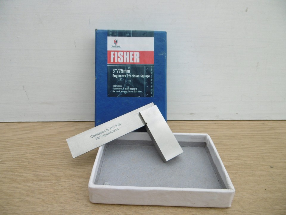 FISHER RST F413 3" 75MM ENGINEERS PRECISION STEEL SQUARE BS939 GRADE B ...