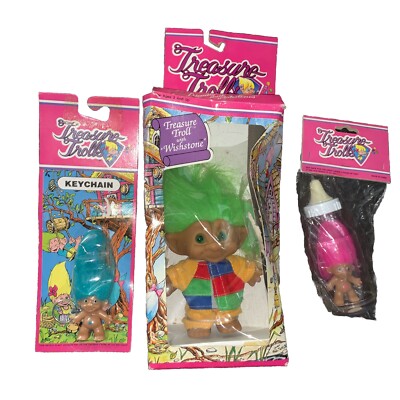 1991 Treasure Trolls Lot Of 3 Keychain Troll Doll Baby Troll In A ...