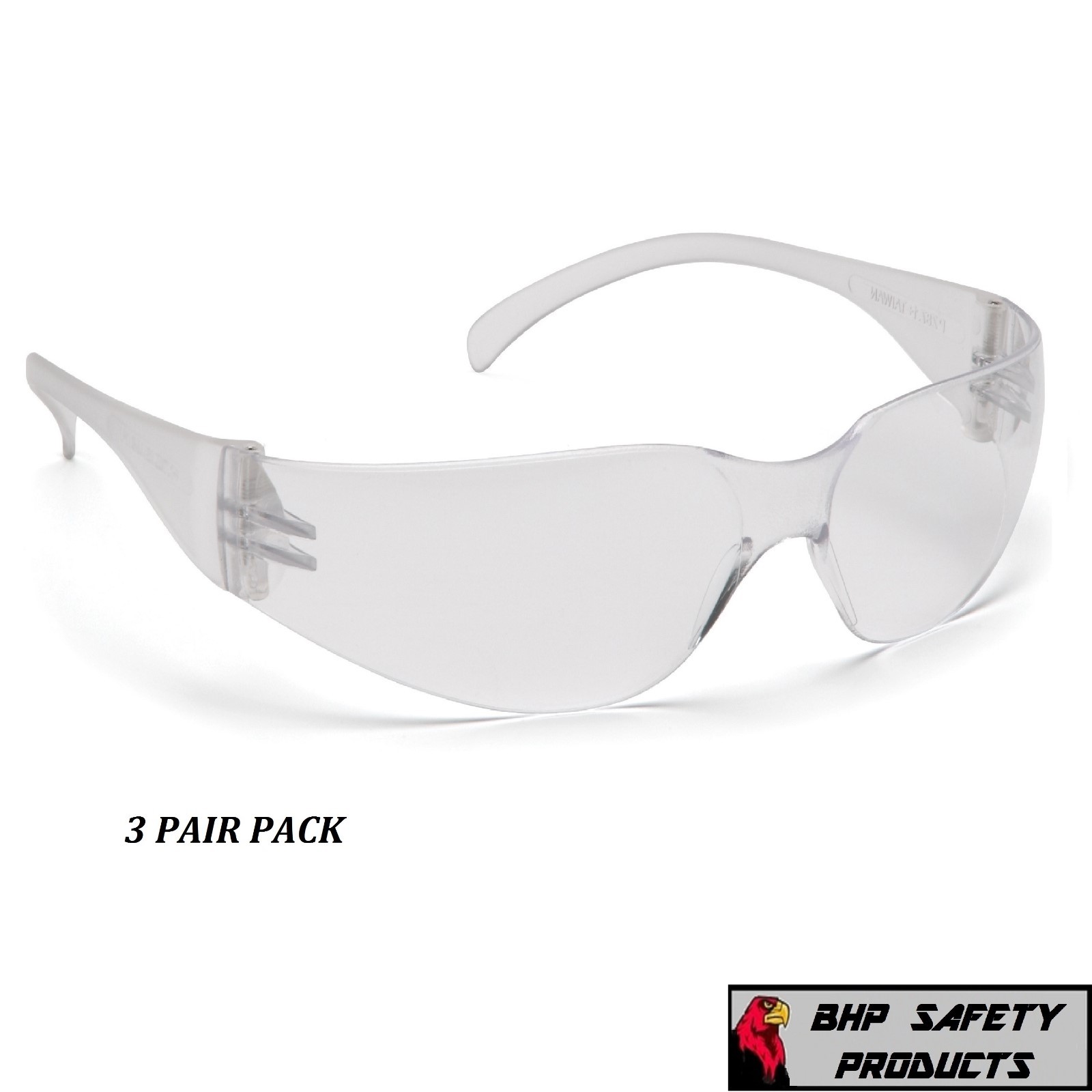 (3 PAIR) PYRAMEX INTRUDER SAFETY GLASSES CLEAR LENS WORK SPORT EYEWEAR ...