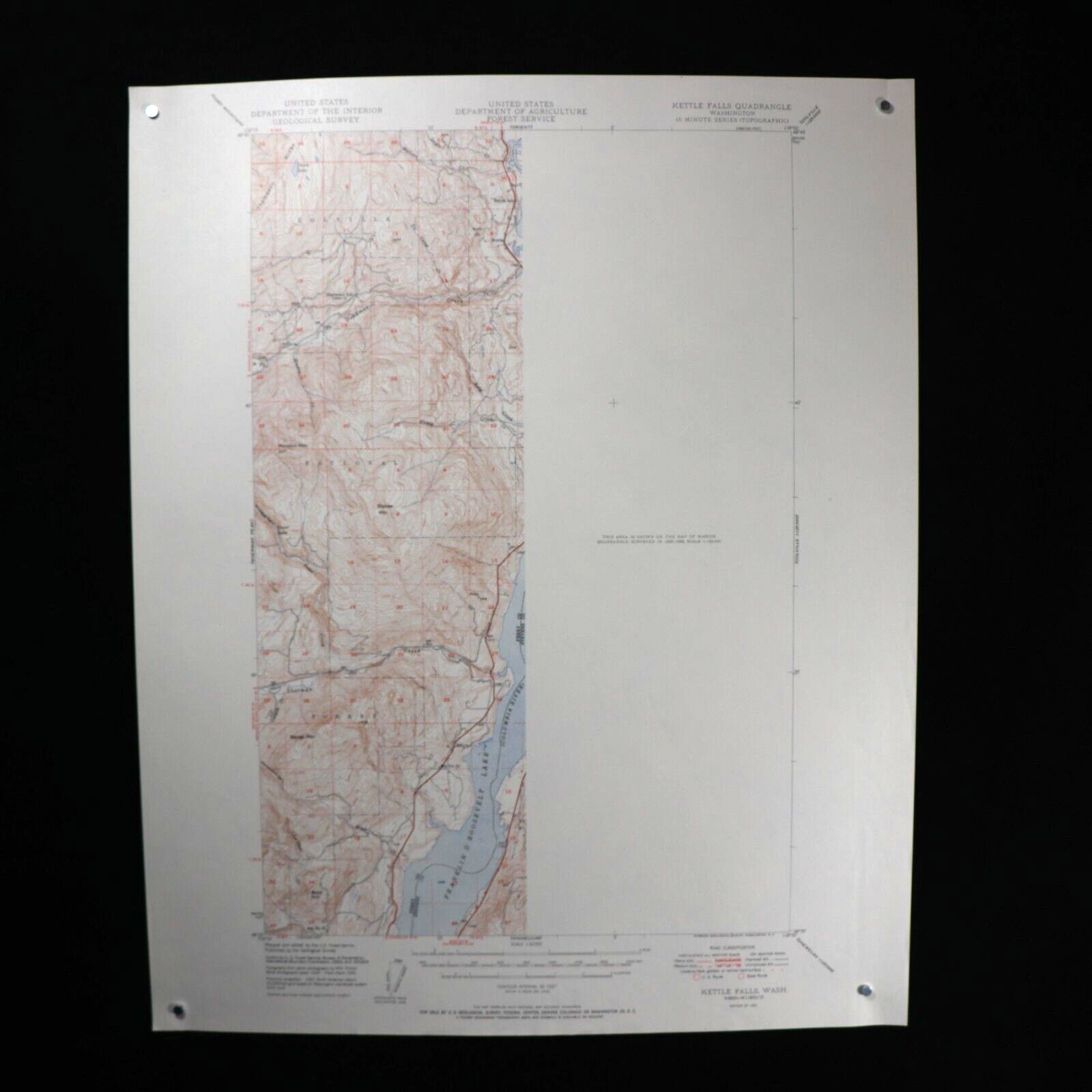 US Geological Survey Map Scale 1/62500 Topographic Sheet Kettle Falls ...