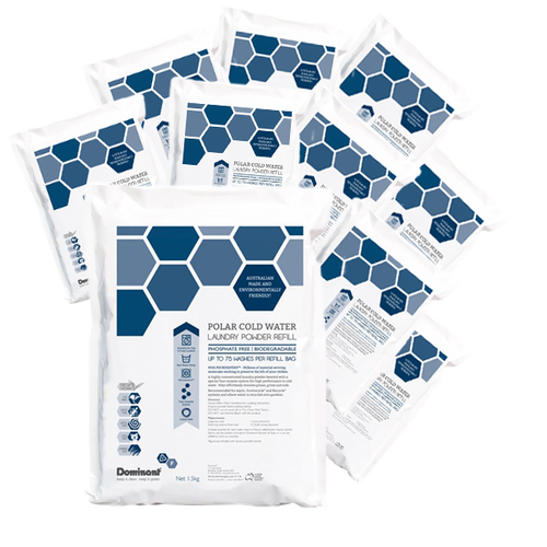 **BULK BUY** POLAR COLD WATER Laundry Washing Powder 1.5kg Refills x10 ...