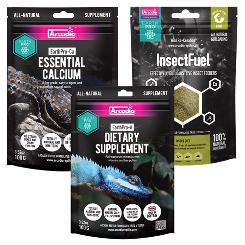 ARCADIA EARTH PRO REPTILE LIZARD INSECT WORM FEED VITAMIN MINERAL ...