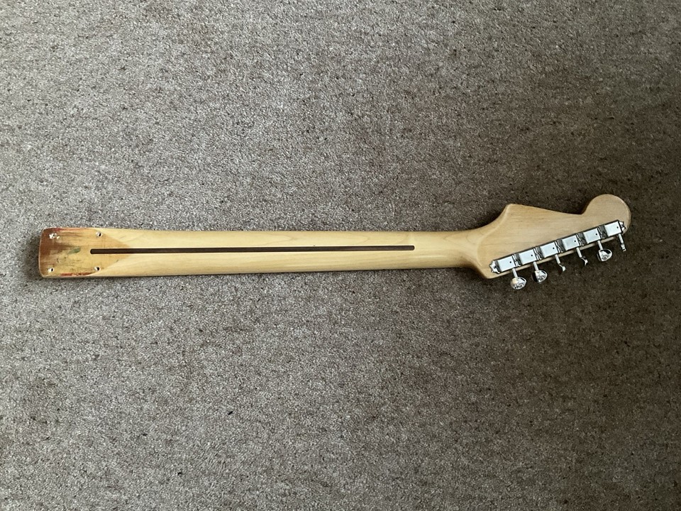 Maple stratocaster strat neck with tuners high gloss finish VGC | eBay UK