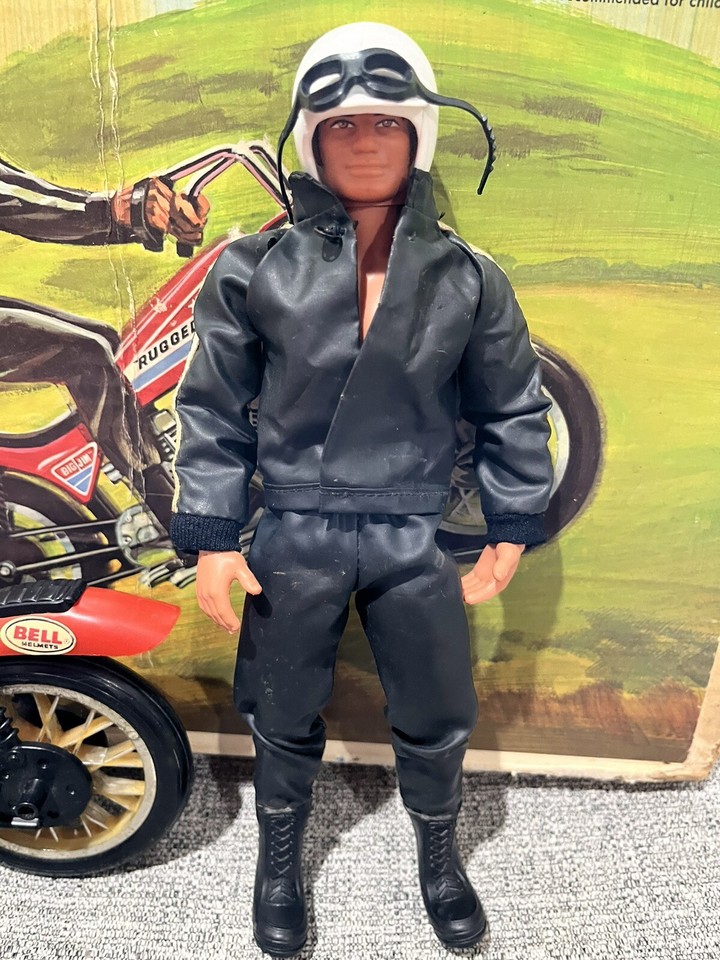 Big Jim Mattel Leather Motocross Rugged Rider Motorcycle Wolfpack Honda ...